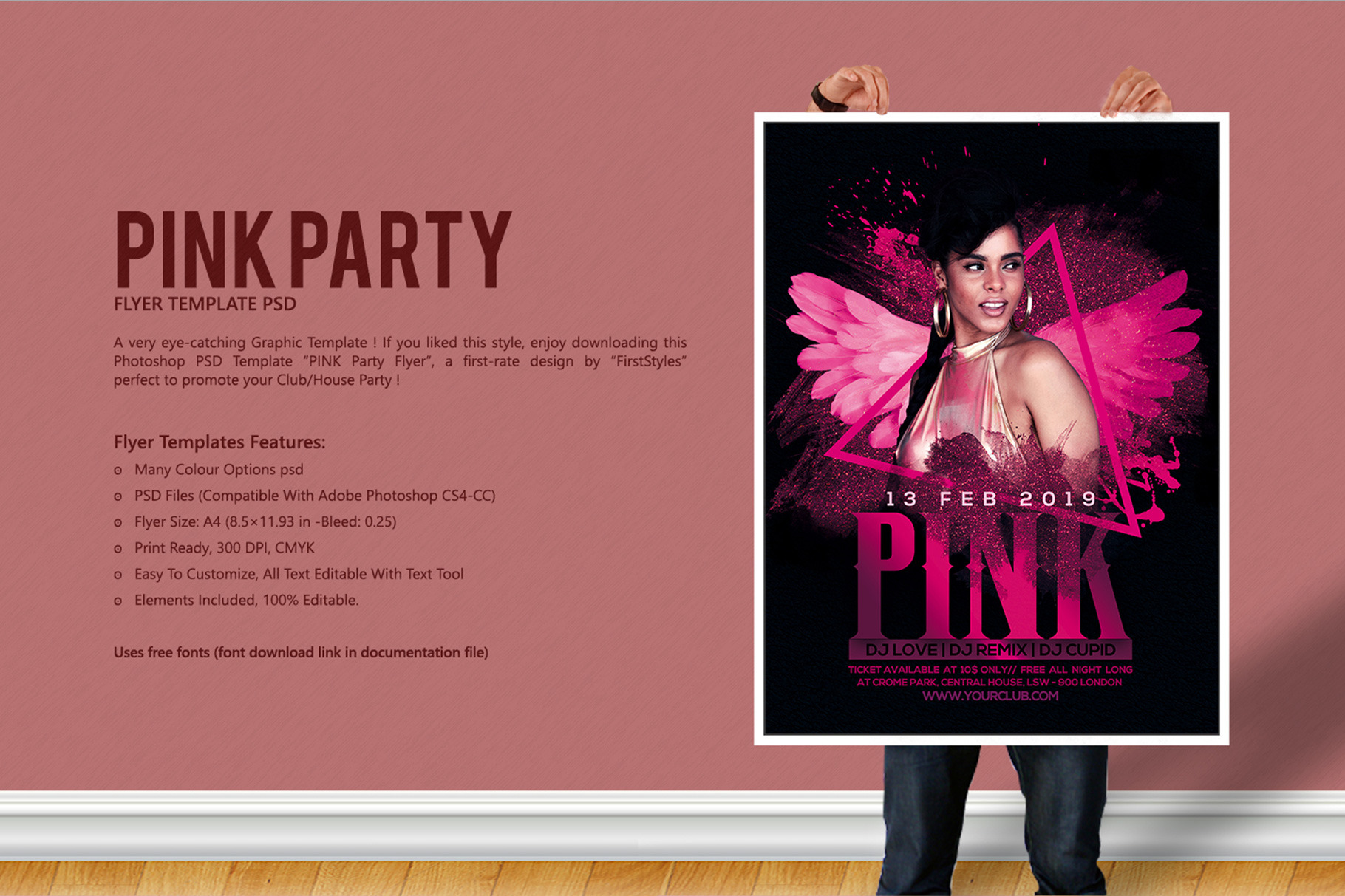 Pink Party Flyer, a Flyer Template by Droll