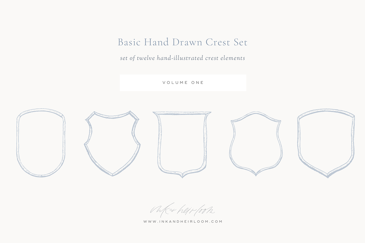 Basic Hand Drawn Crest Collection, an Illustration by Loren Schmidt Studio