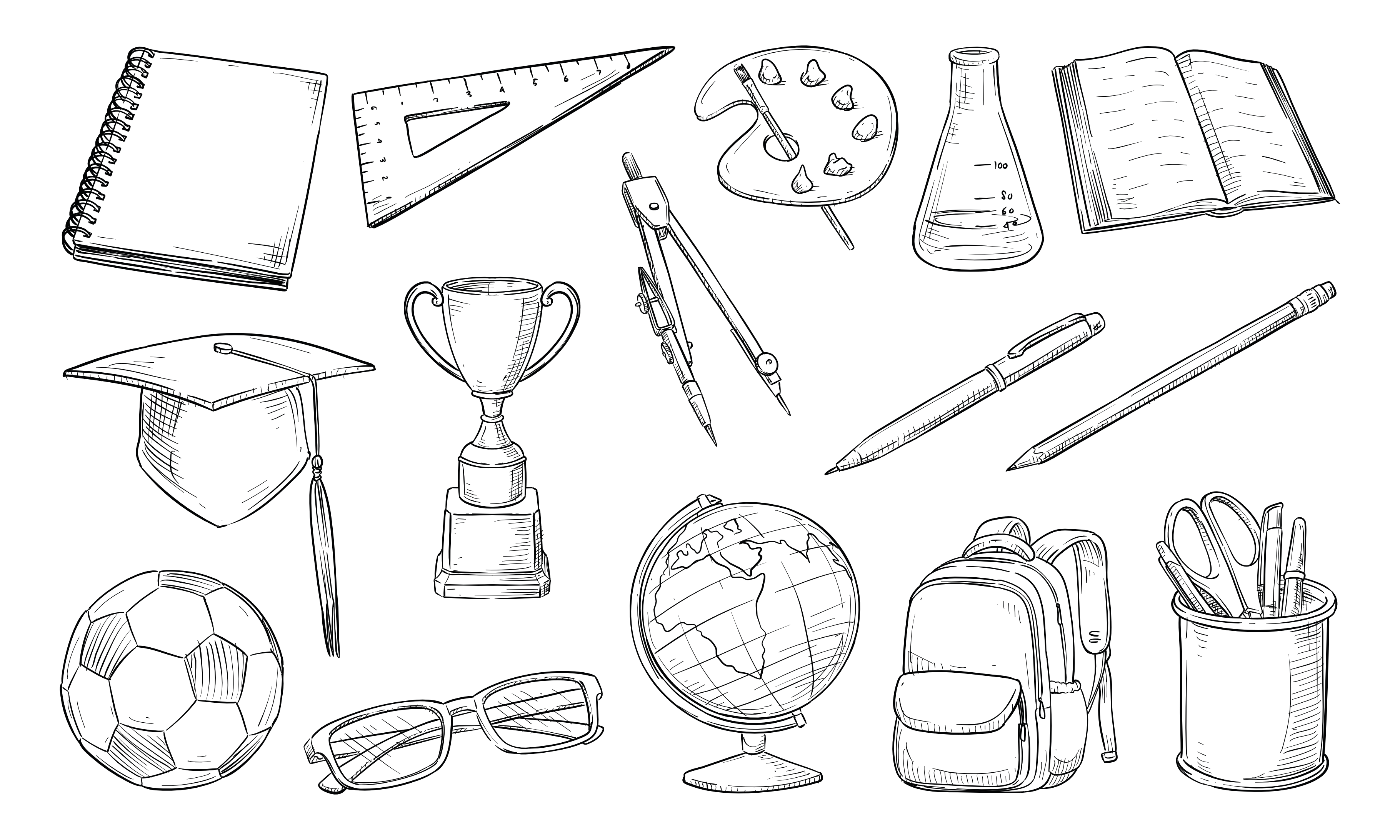 school handdrawn collection, an Object Graphic by nikagraphic