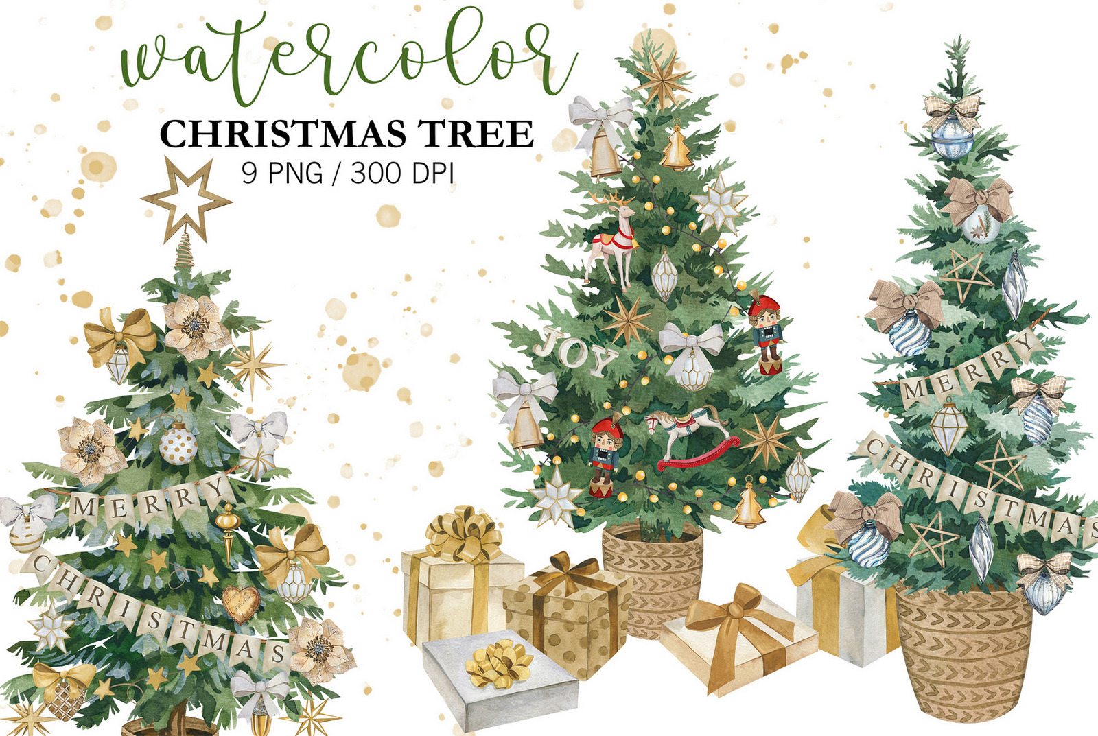 Watercolor Christmas Tree clipart PNG
