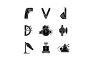 Measuring instruments glyph icons, a Solid Icon by bsd studio