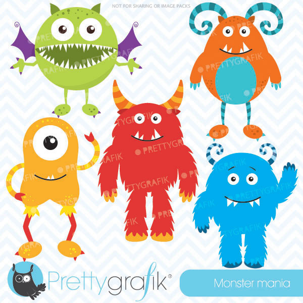 monster clipart commercial use, an Illustration by PrettyBundles ...