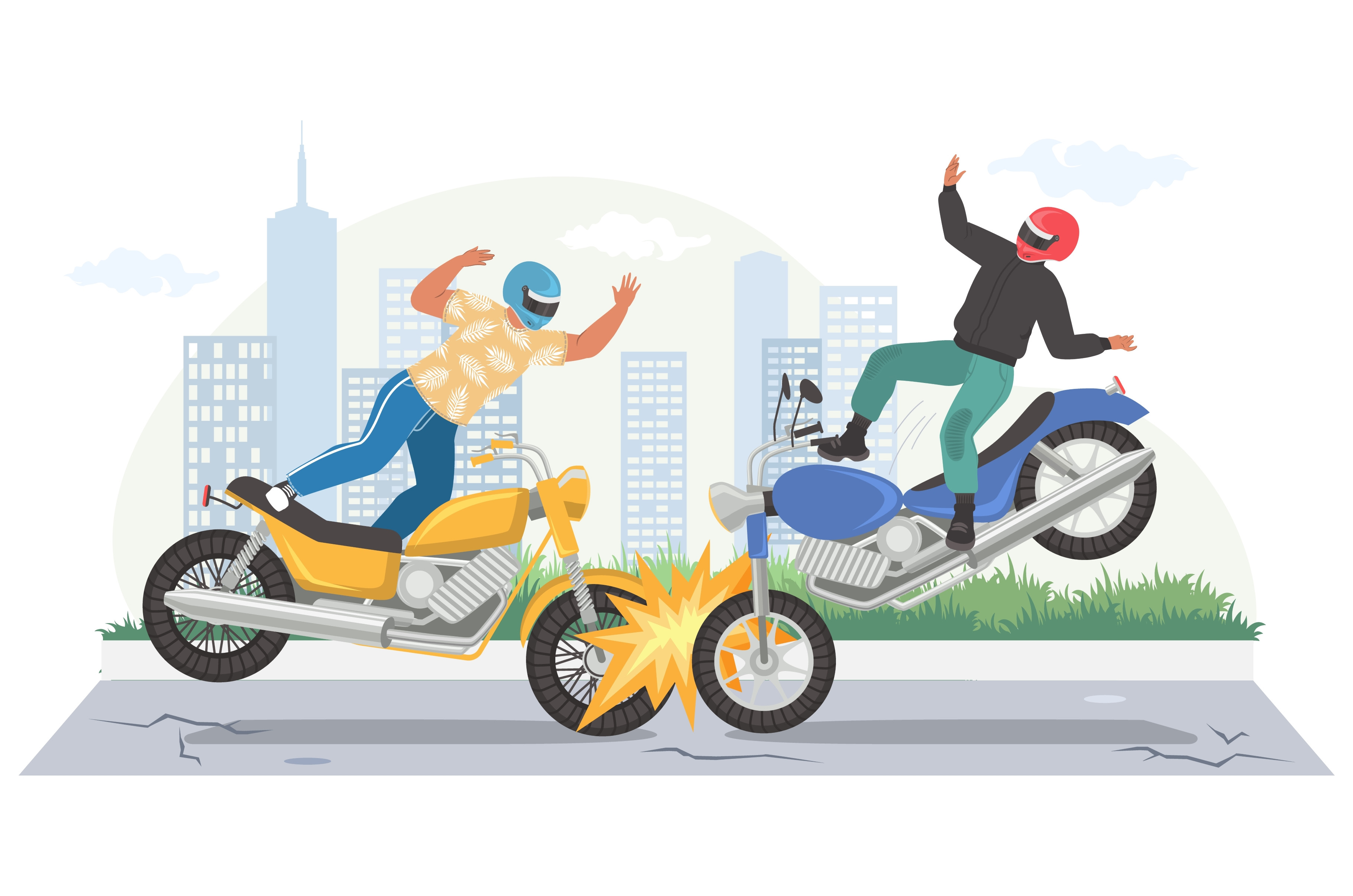 Motorcycle accident, vector | People Illustrations ~ Creative Market