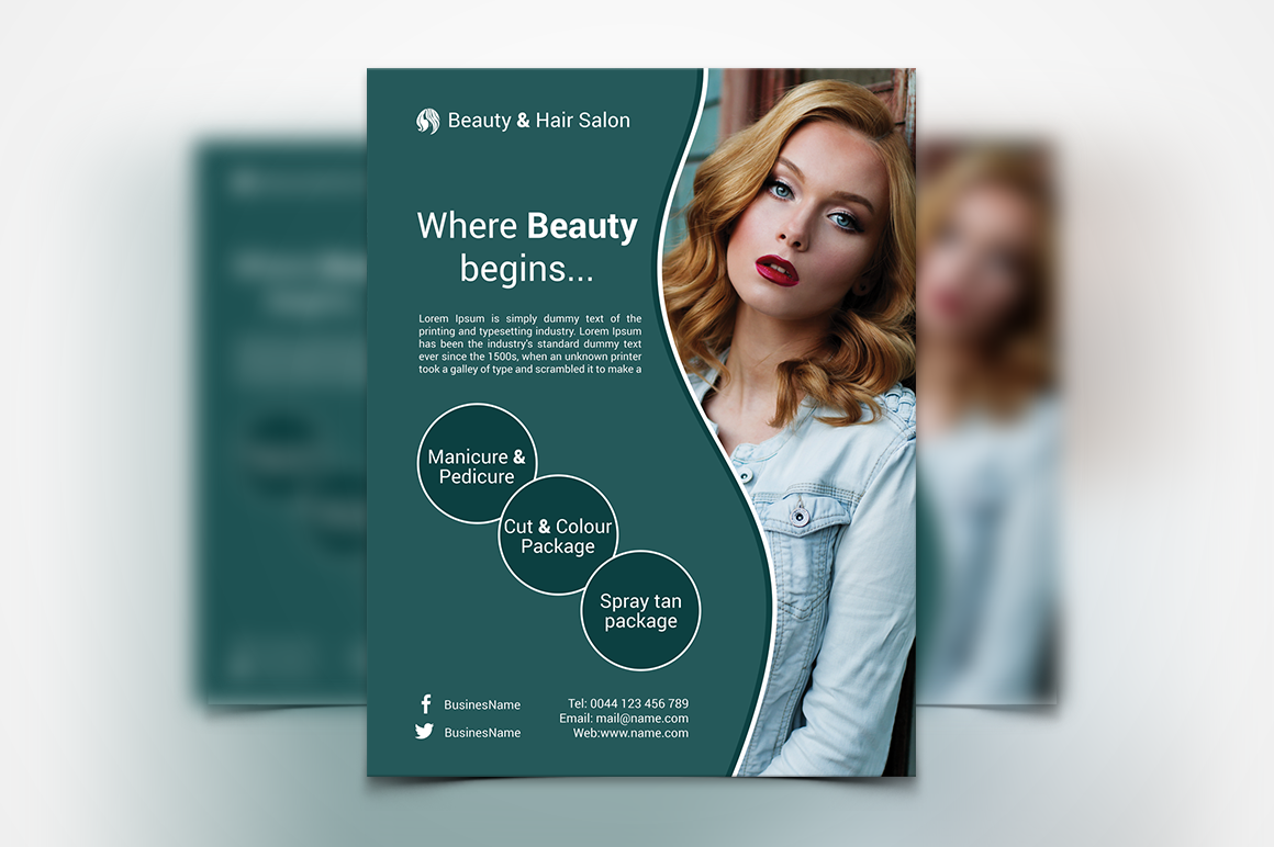 Hair Style - Flyer, a Flyer Template by Creatricks | Creative Market