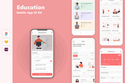 Education Mobile App UI Kit, an UI Kit Template by uicube