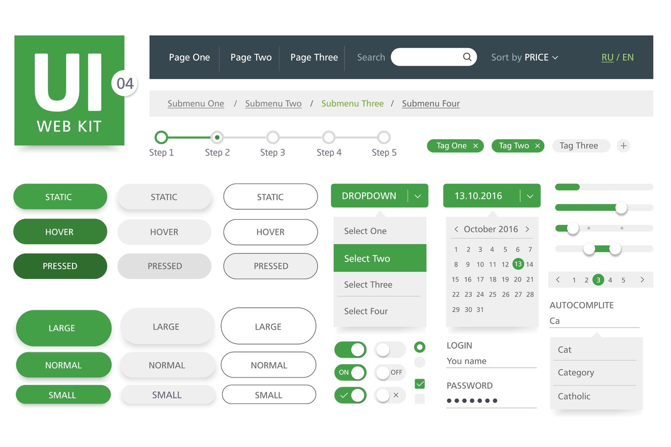 UI kit template, an UI Kit Template by ToozDesign