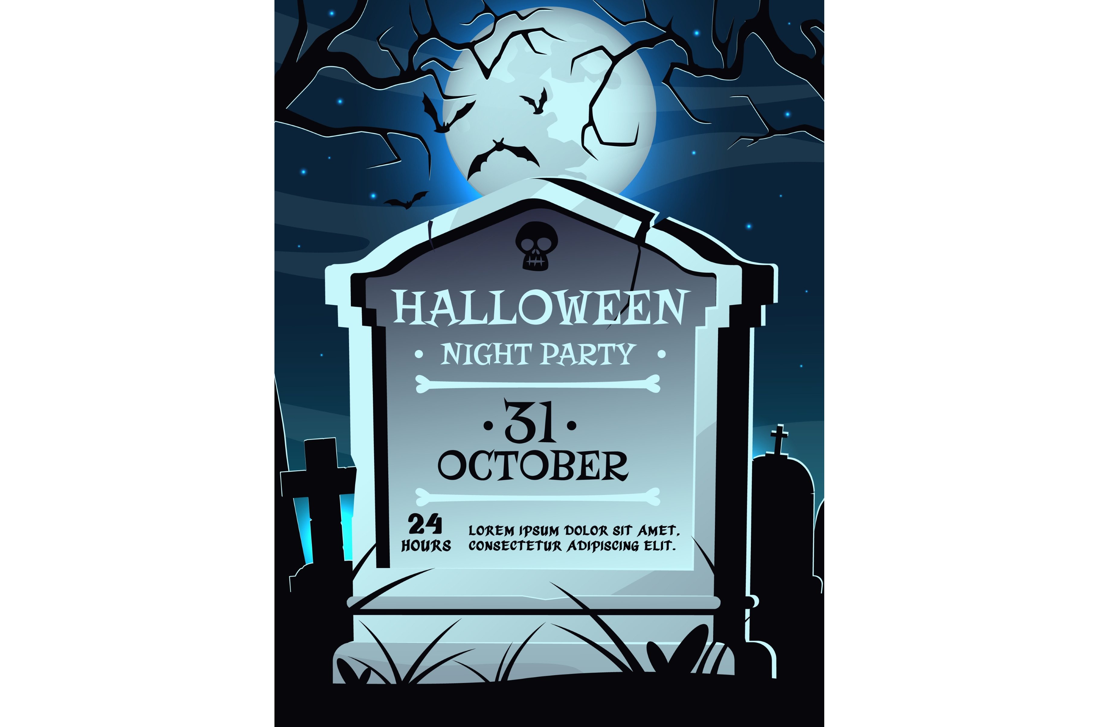 Cemetery gravestone poster, an Illustration by Vectorbuum