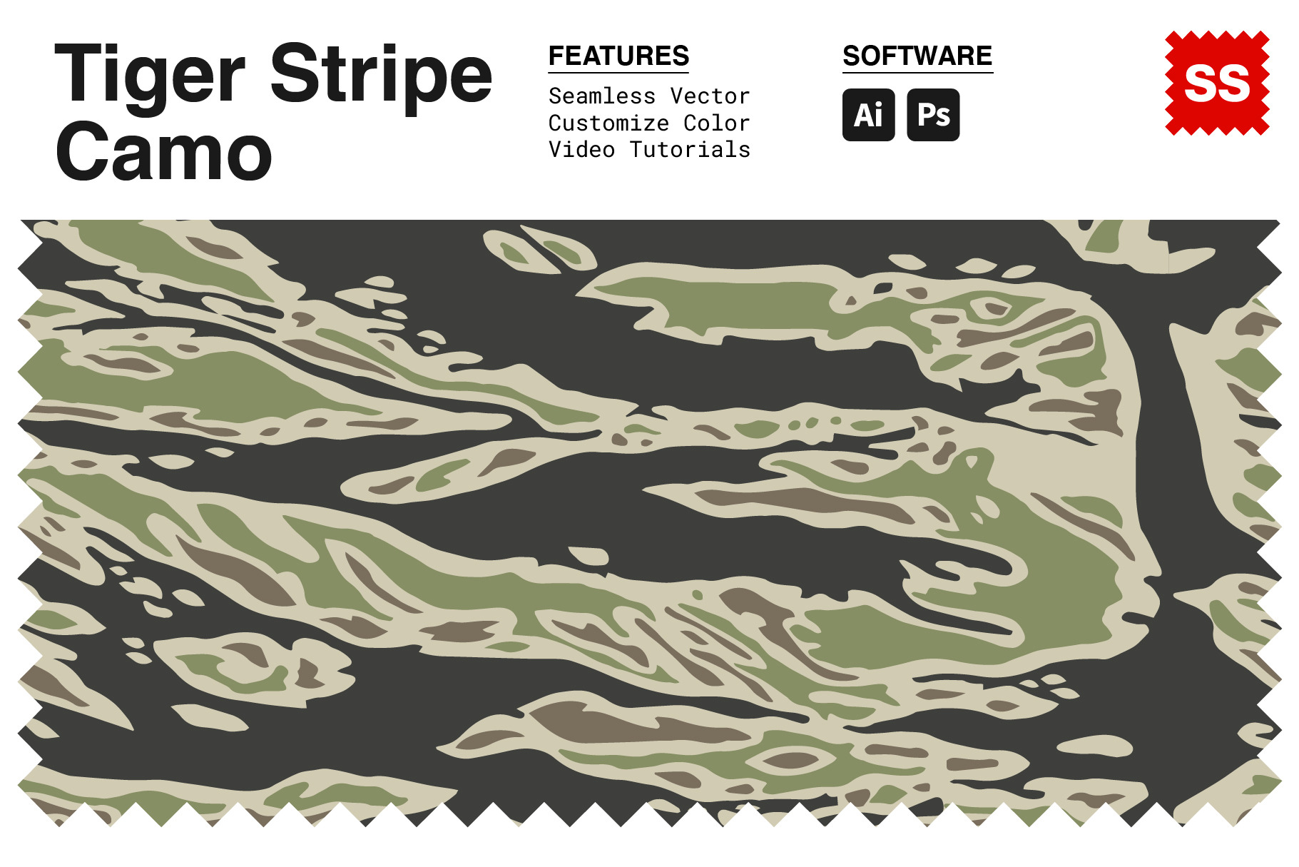 Tiger Stripe Camo Vector Pattern, a Pattern Graphic by Swatch Supply