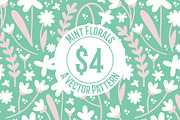 Mint Floral Seamless Repeat Pattern, a Pattern Graphic by K McCormack ...