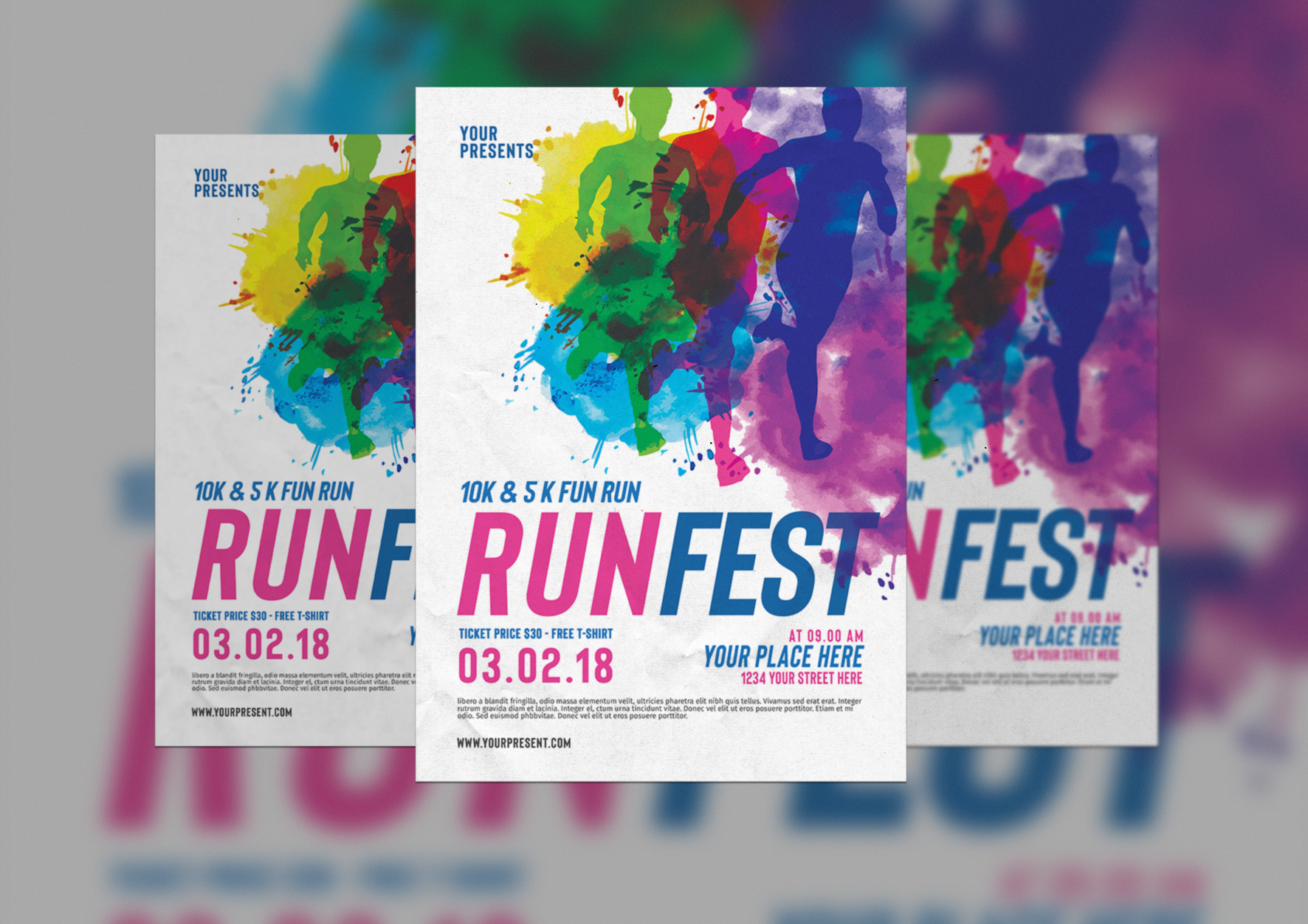 Color Run Festival Flyer, a Flyer Template by lilyshop
