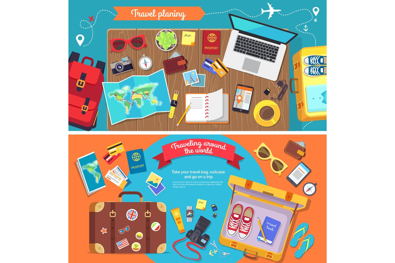 Travel Planning Poster with Icons for Holidays, an Object Graphic by ...
