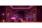 Magic school library interior | Object Illustrations ~ Creative Market