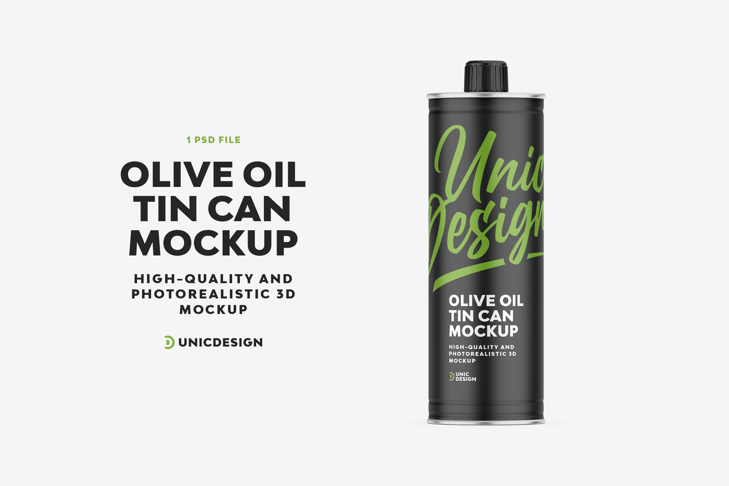 Olive Oil Tin Can Mockup, a Product Mockup by UnicDesign