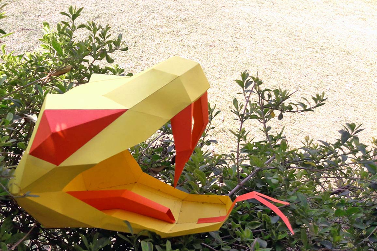 DIY Snake Head Trophy -3d papercraft, a Templates & Theme by PAPER amaze