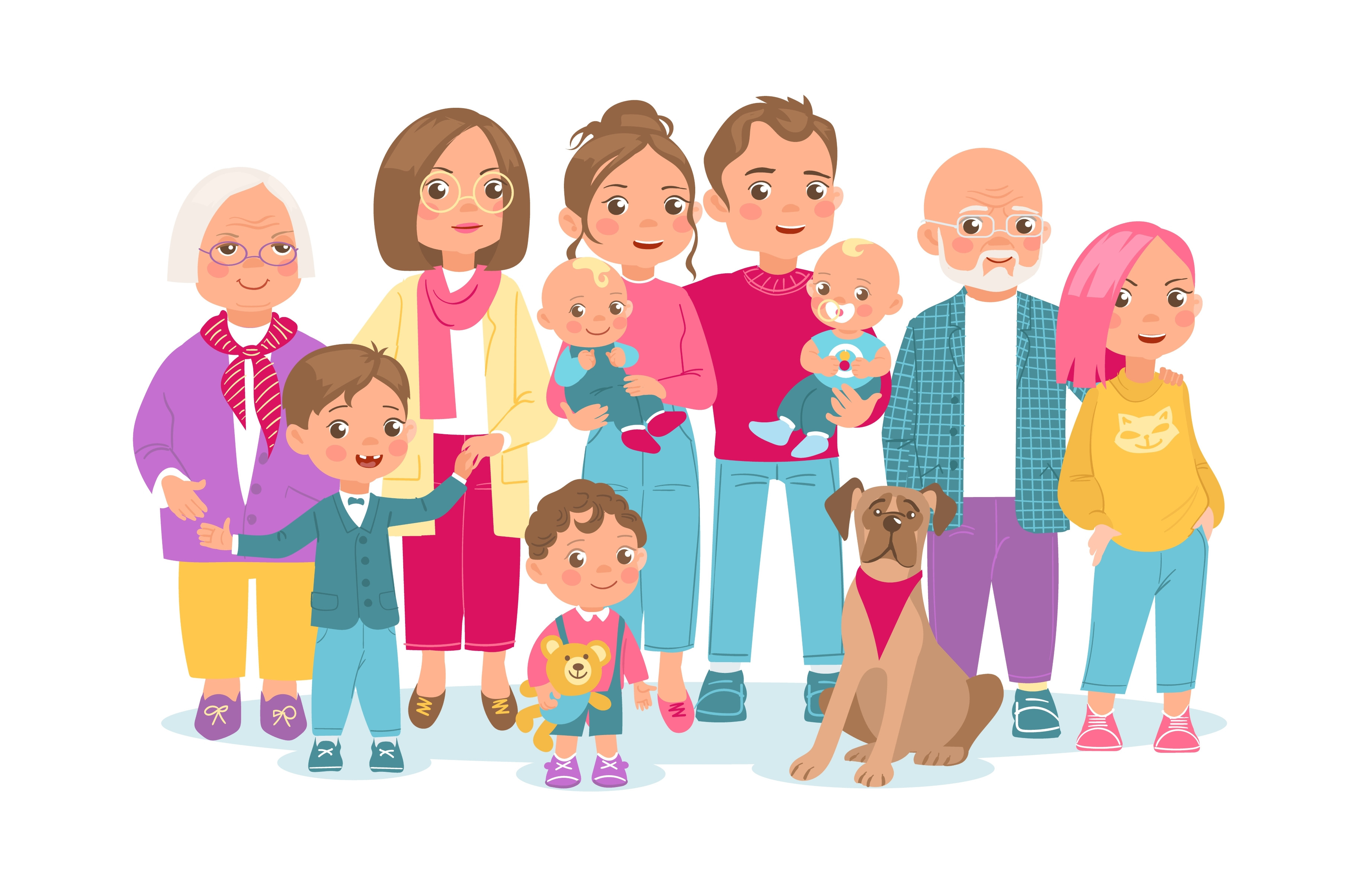 Big happy family. Grandparents, a Person Illustration by Vectorbuum
