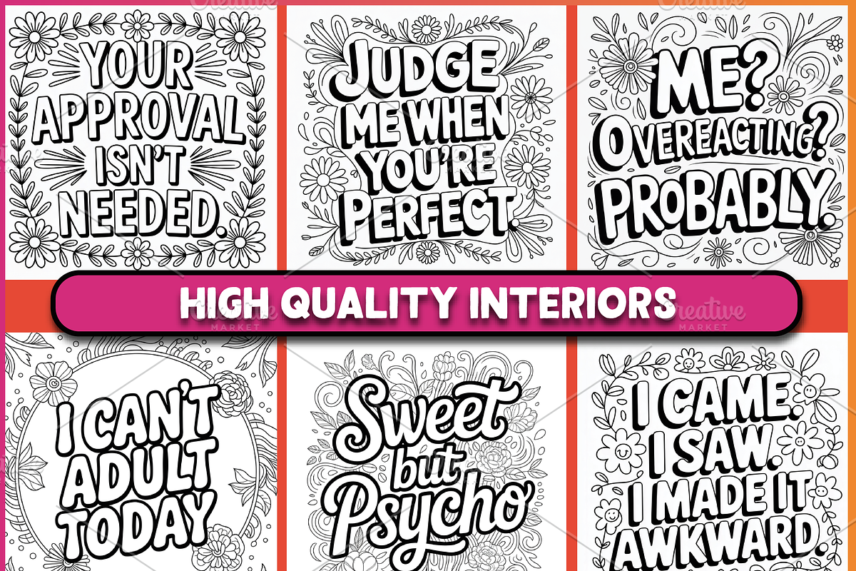 60 Sassy Saying Coloring Pages, an Education Illustration by Ink Gallery