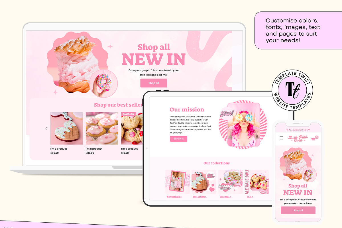 Pink Bakery Cake Website Template