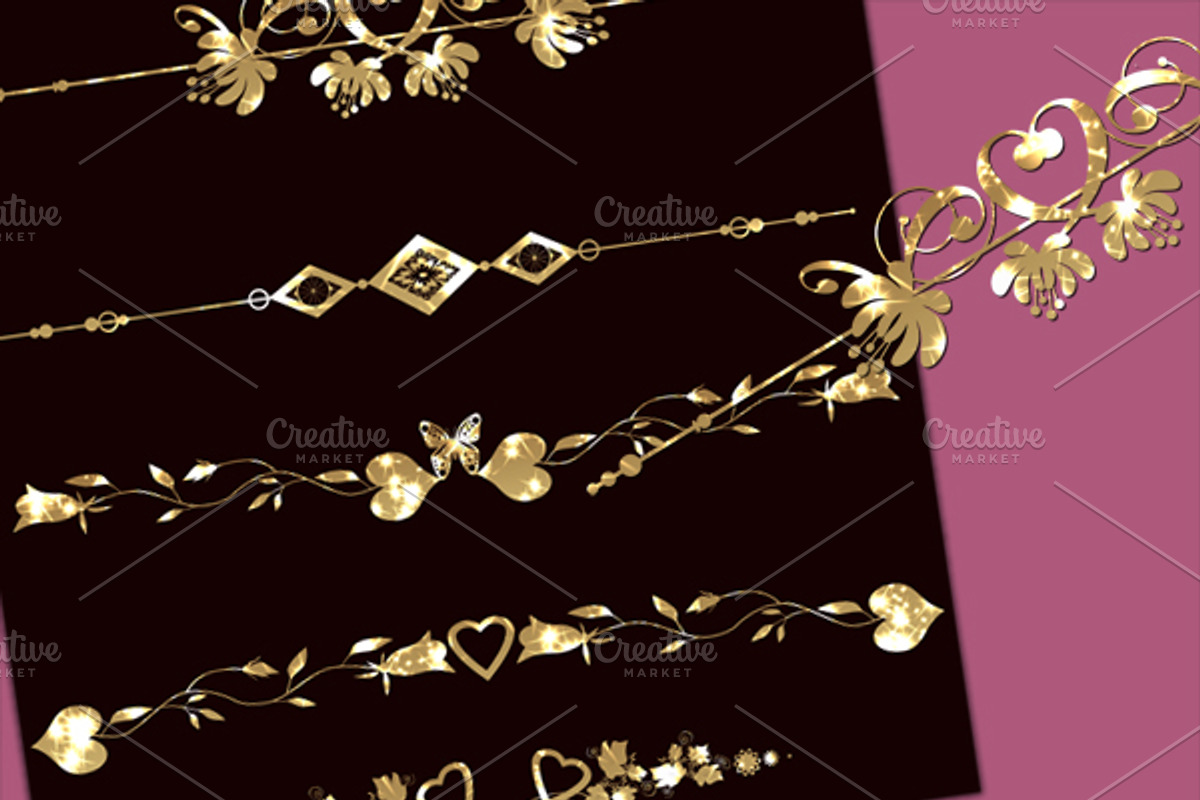Gold set clipart borders., an Object Graphic by Futurel