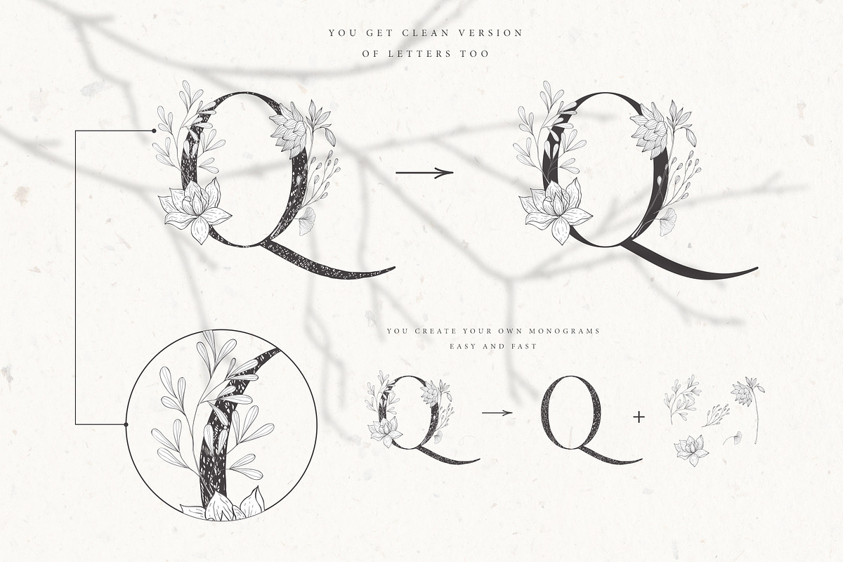 Botanical Alphabet & Monograms., a Decorative Illustration by Designwork