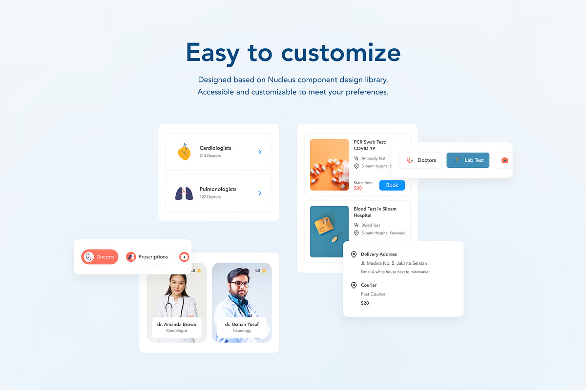 Medical mobile app UI kit for Figma