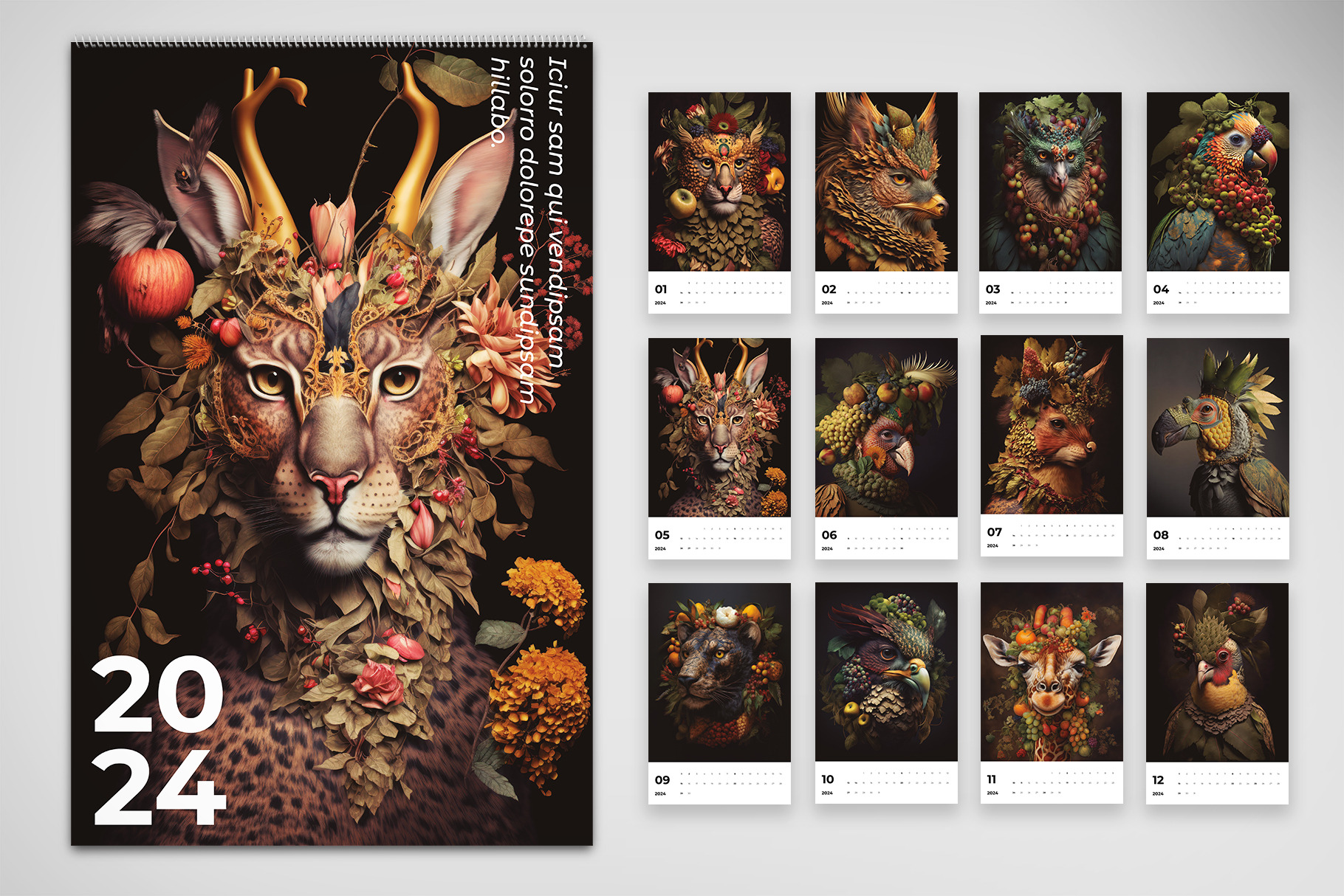 2024 Calendar with Animals | Creative Market