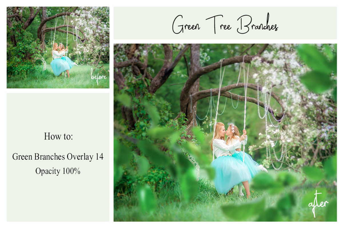 120 Green Tree Branches Overlays, a Layer Style Add-On by LovePhotoMoment