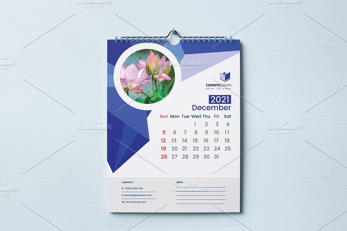 Blue Wall Calendar 2021, a Stationery Template by Cristal Pioneer