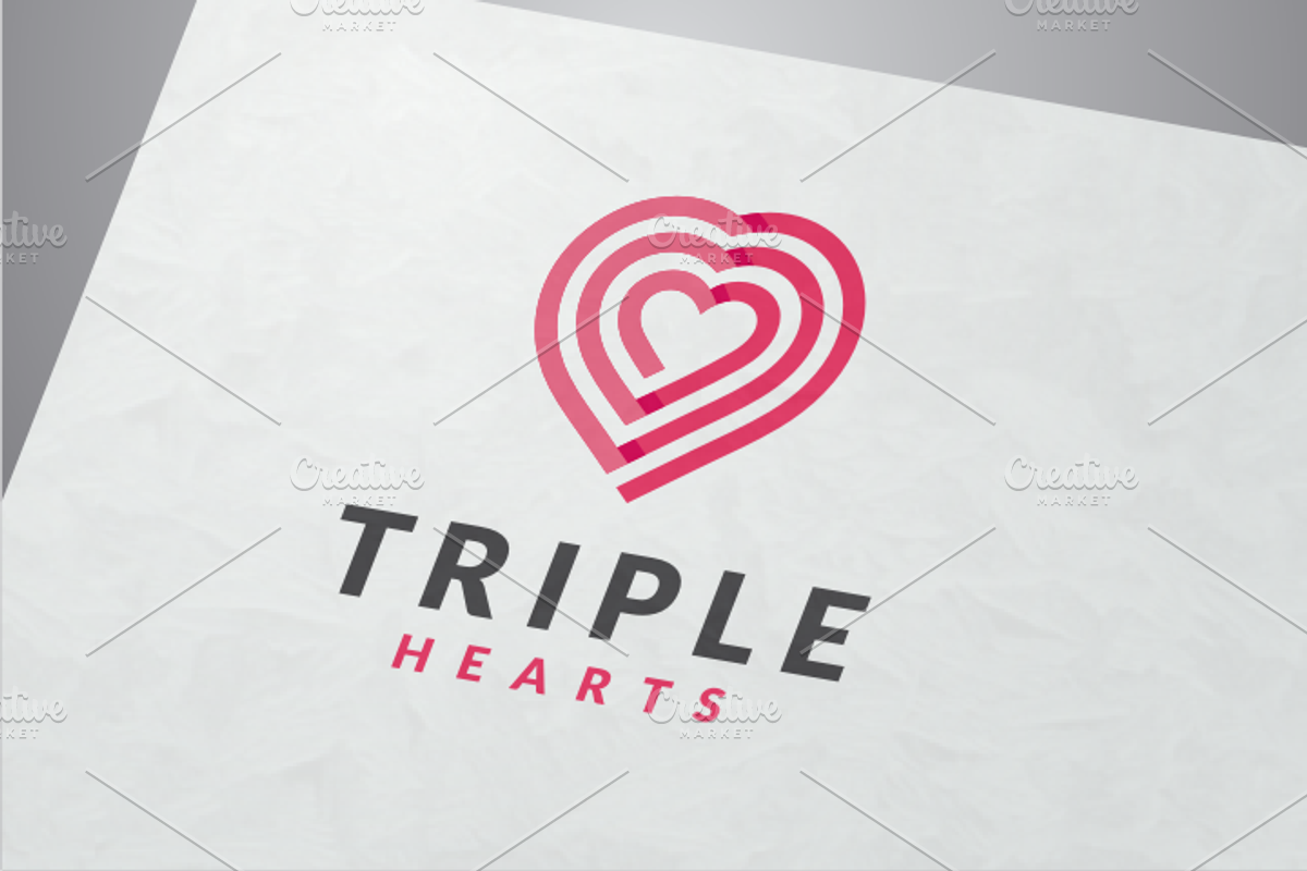 Triple Hearts Logo, a Branding & Logo Template by yopie