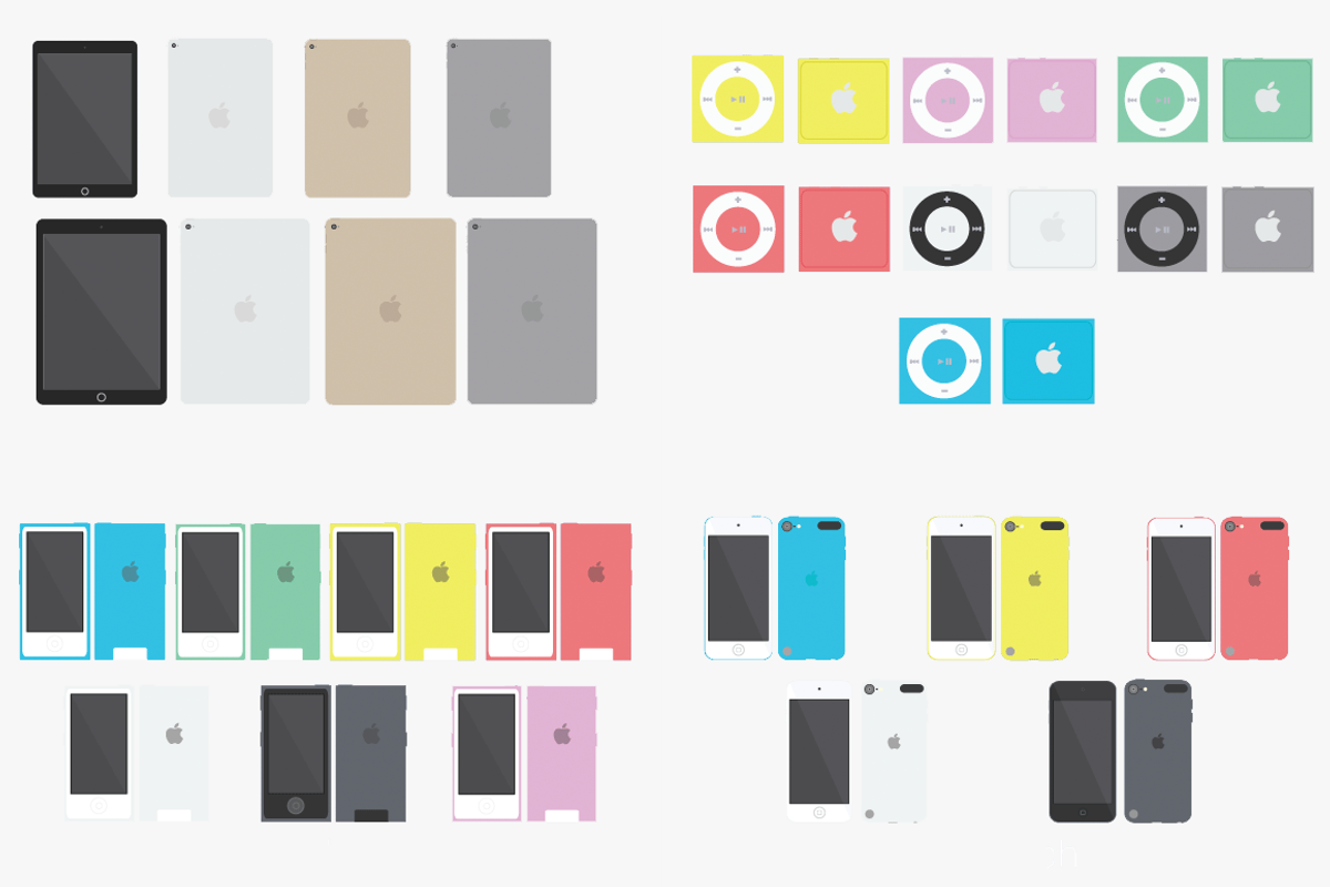 121 Flat Apple devices, an iPhone Mockup by UIBeacon