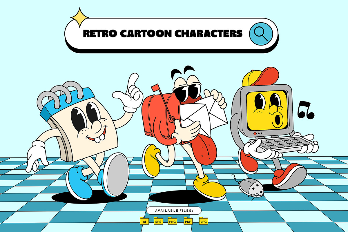 Retro Cartoon Characters - Vol.01, an Illustration by Graptail