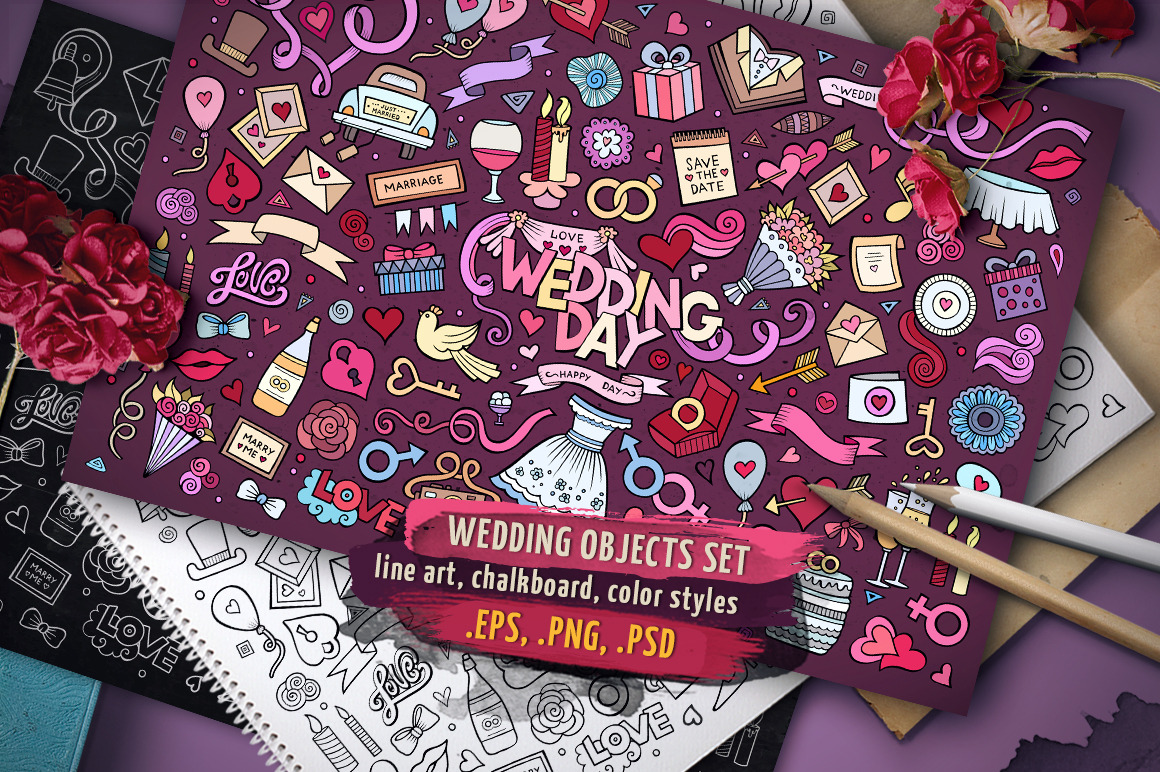 Wedding Objects & Symbols Set, an Object Graphic by BALABOLKA