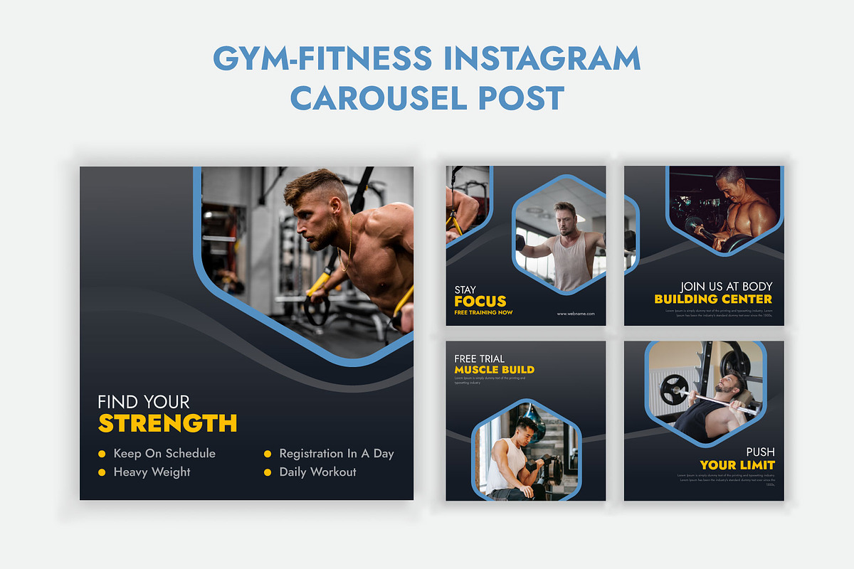 20 Of Gym-Fitness carousel template, a Social Media Template by Kazi ...