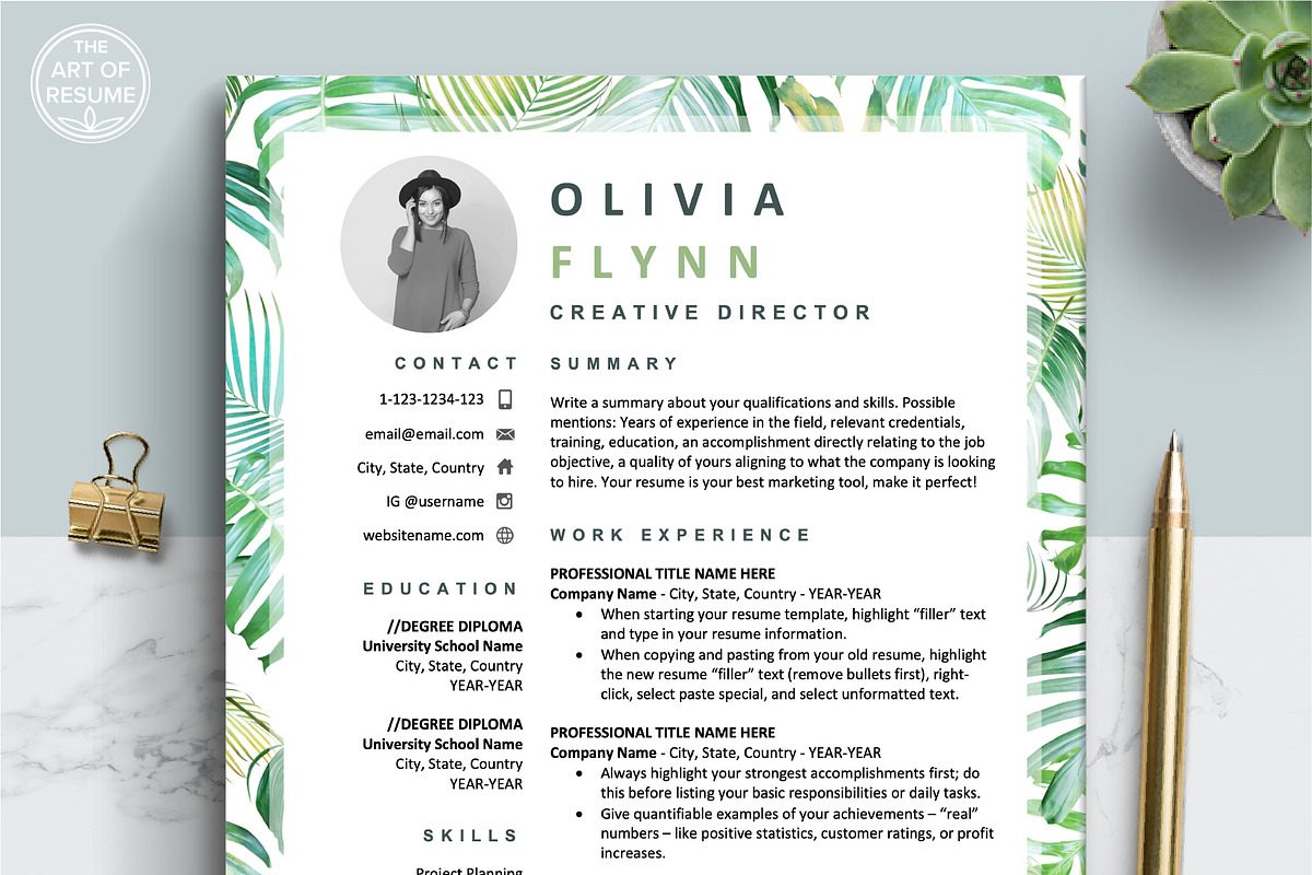 Creative Resume Template | Floral Flower Resume CV Design