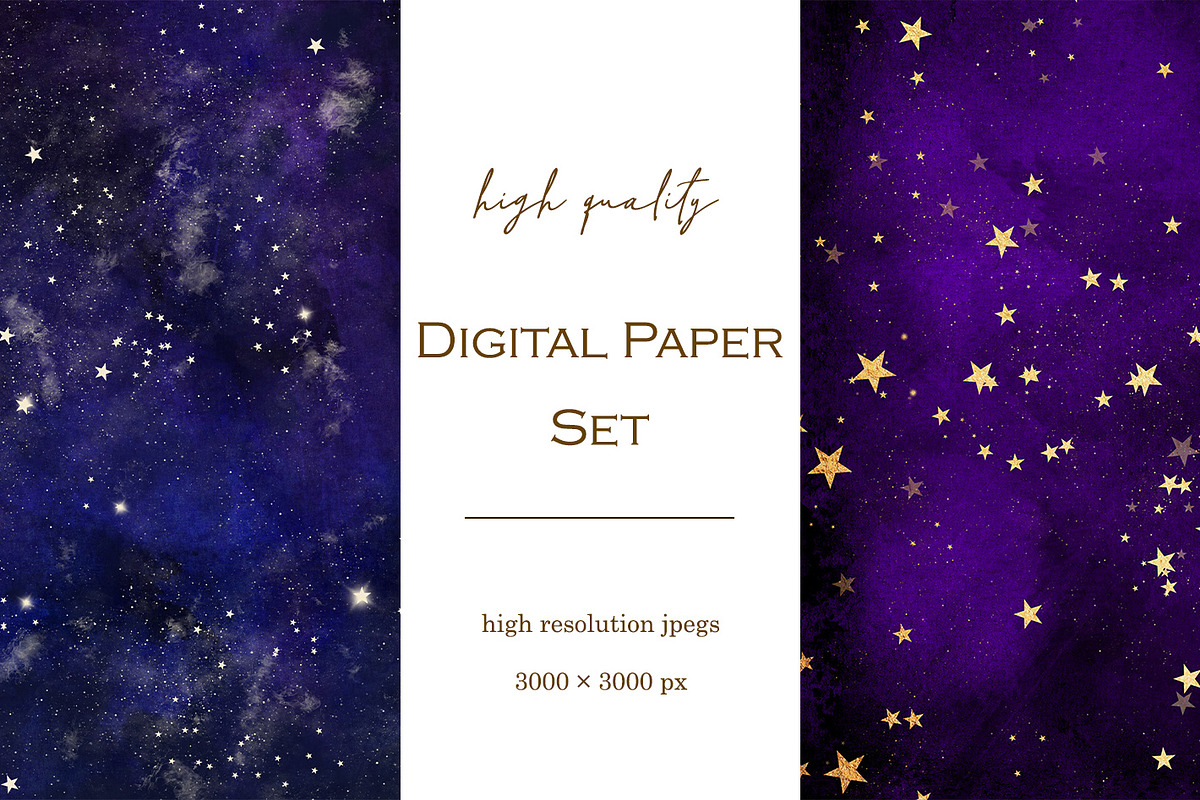 12 Night sky digital papers, a Pattern Graphic by PixelJungle ...