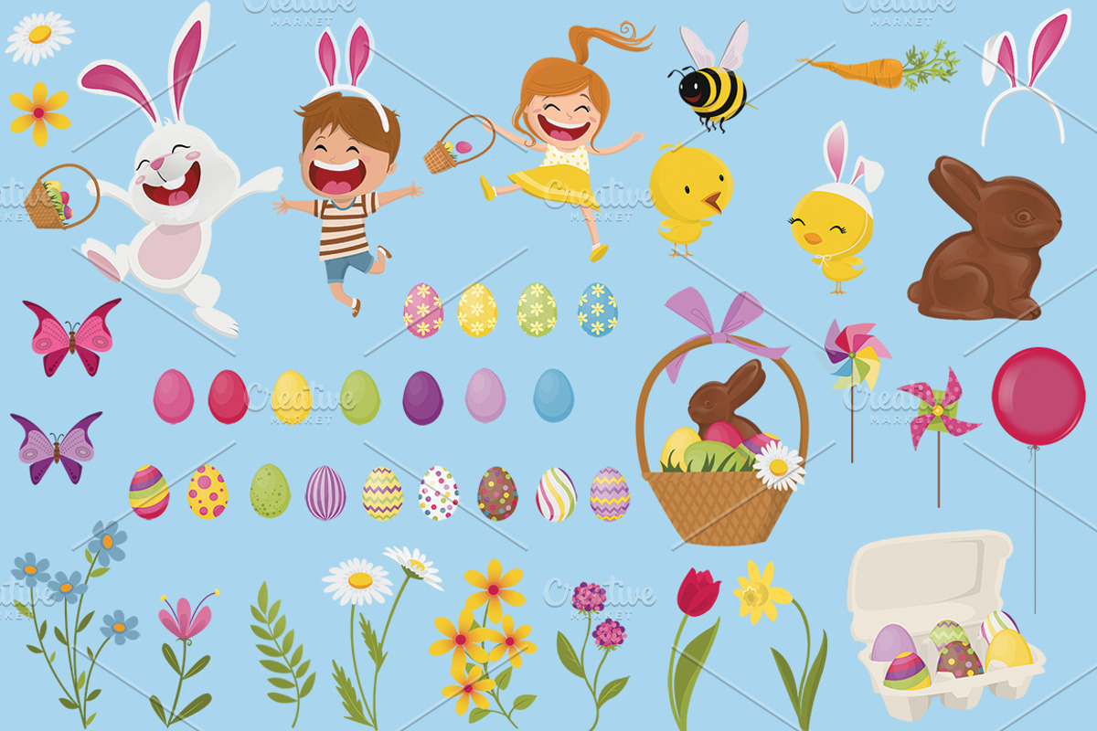 Easter Egg Hunt Clip Art Set, an Illustration by Dapper Dudell