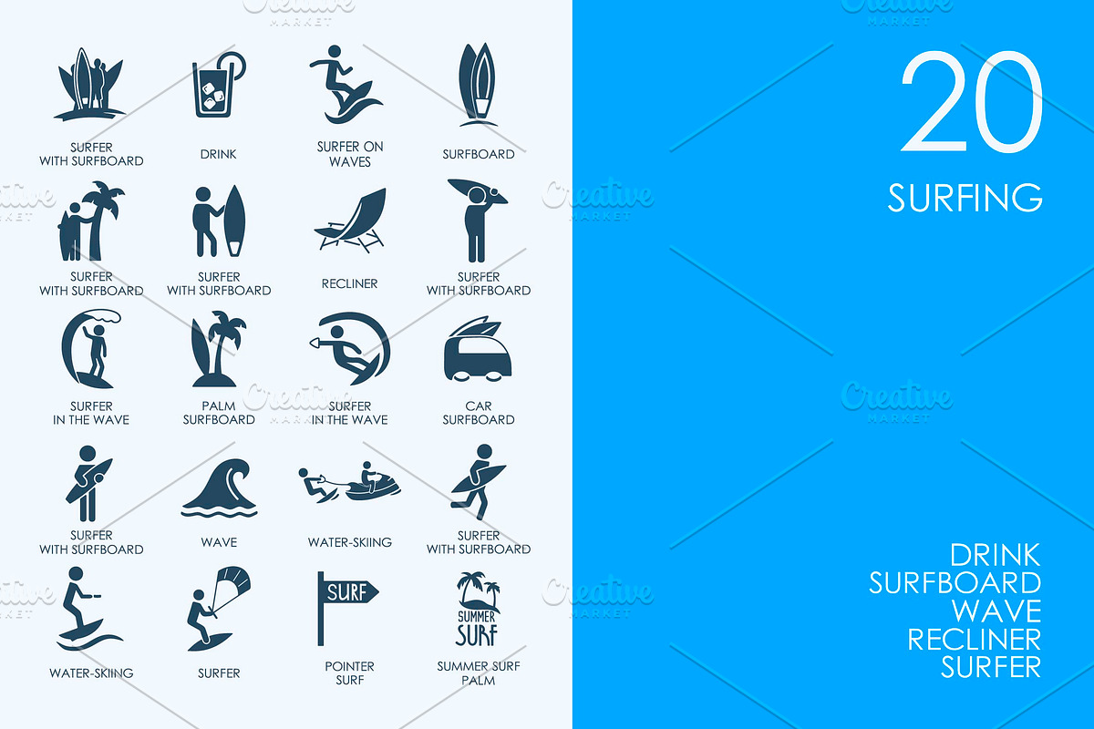 Surfing icons, an Icon by Palau