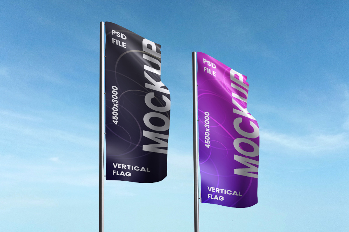 Vertical Flag Mockup