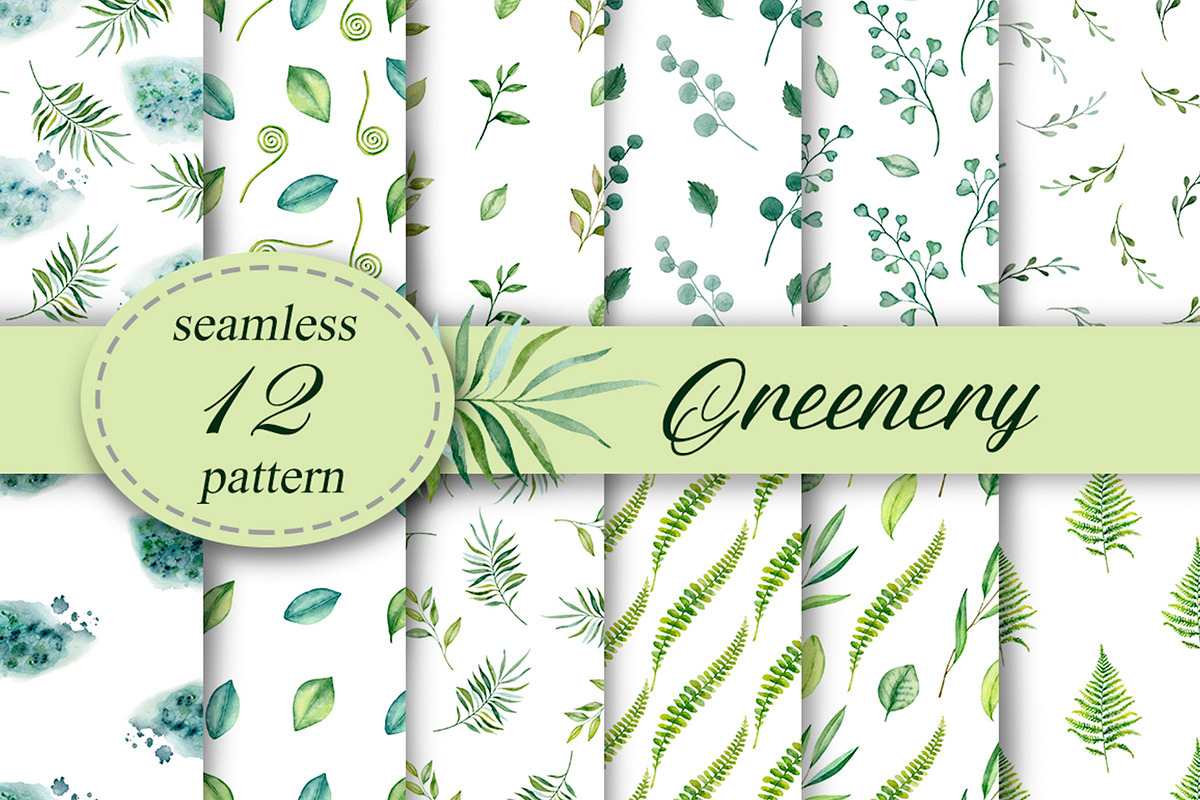 Green leaves Digital Paper Greenery