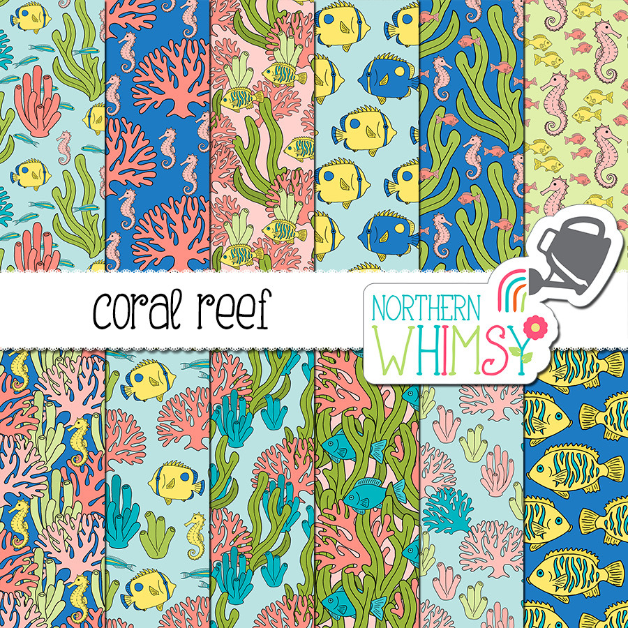 Coral Reef Ocean Patterns, a Pattern Graphic by Northern Whimsy Design