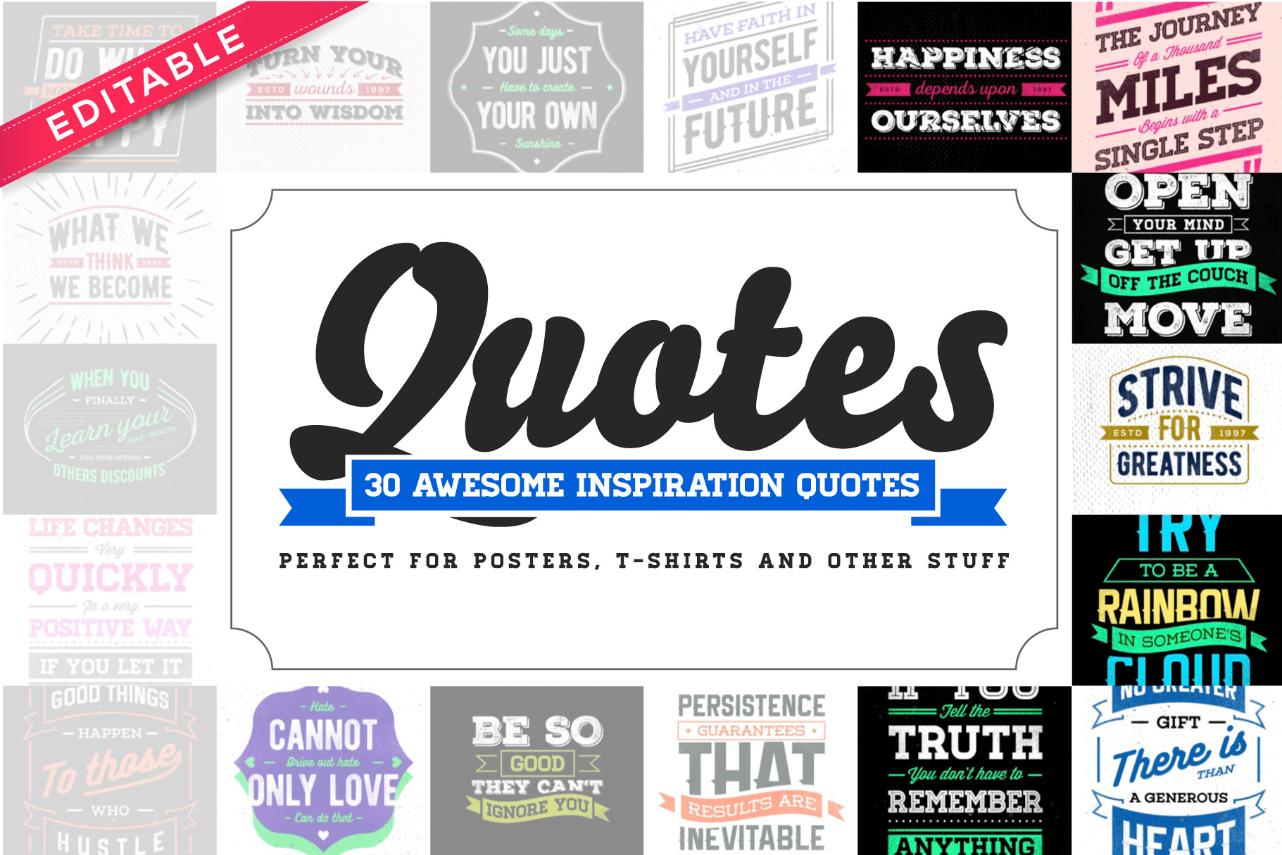 30 Editable Great Inspiration Quotes, a Print Template by Ckybe's Corner