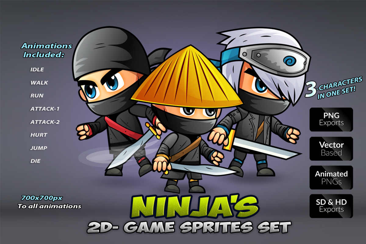Ninja Game Sprites Set, an Illustration by DionArtworks
