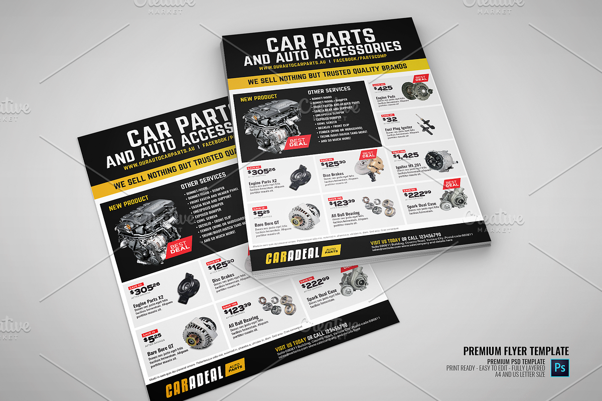Auto Car Spare Parts Flyer, a Flyer Template by PSDPixel