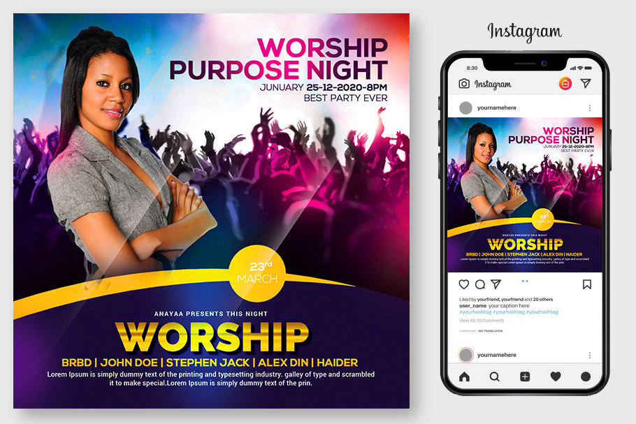 Worship Purpose Conference Flyer, a Flyer Template by graphicforest