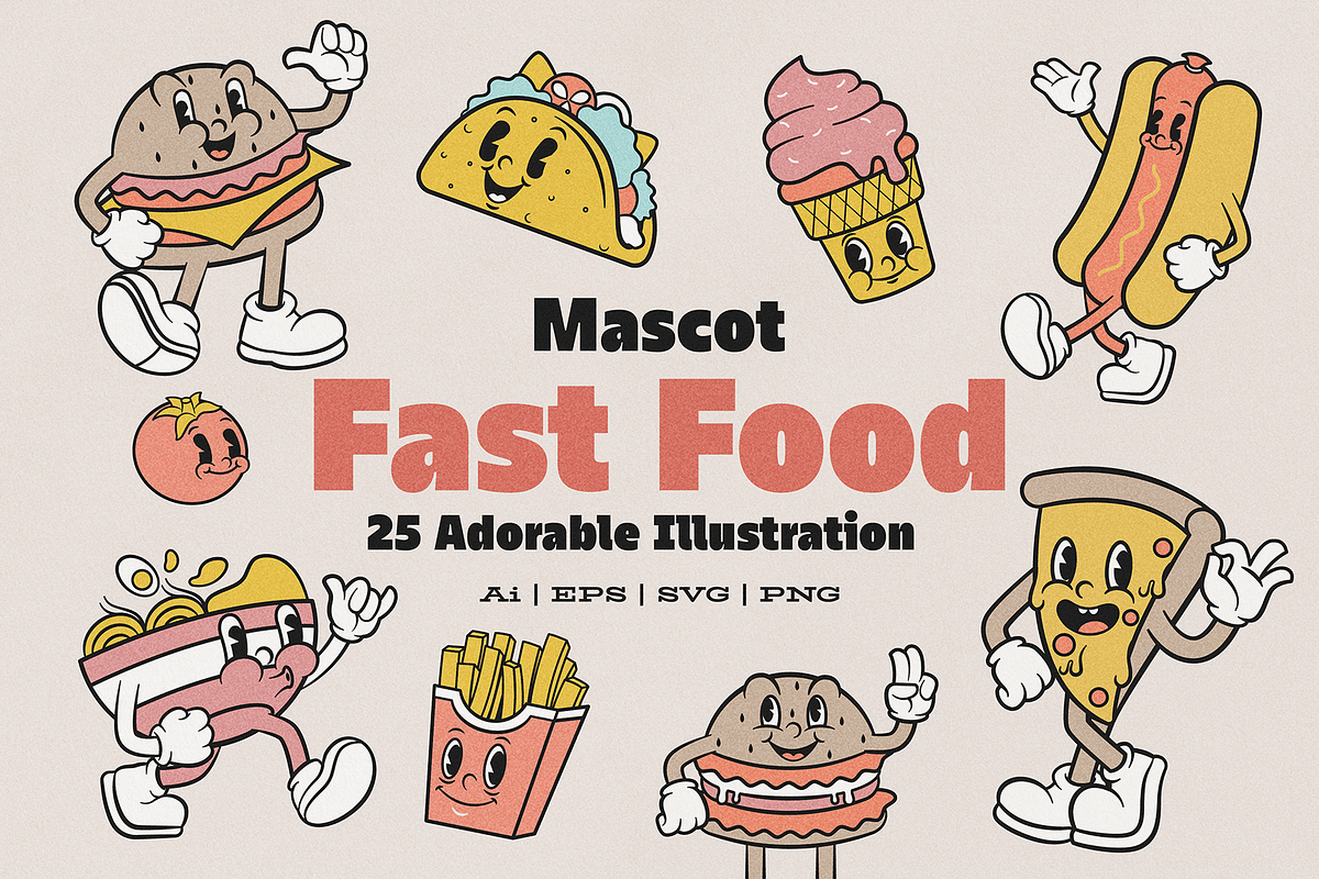 Mascot Fast Food - 25 Illustration, a Food Illustration by Surotype