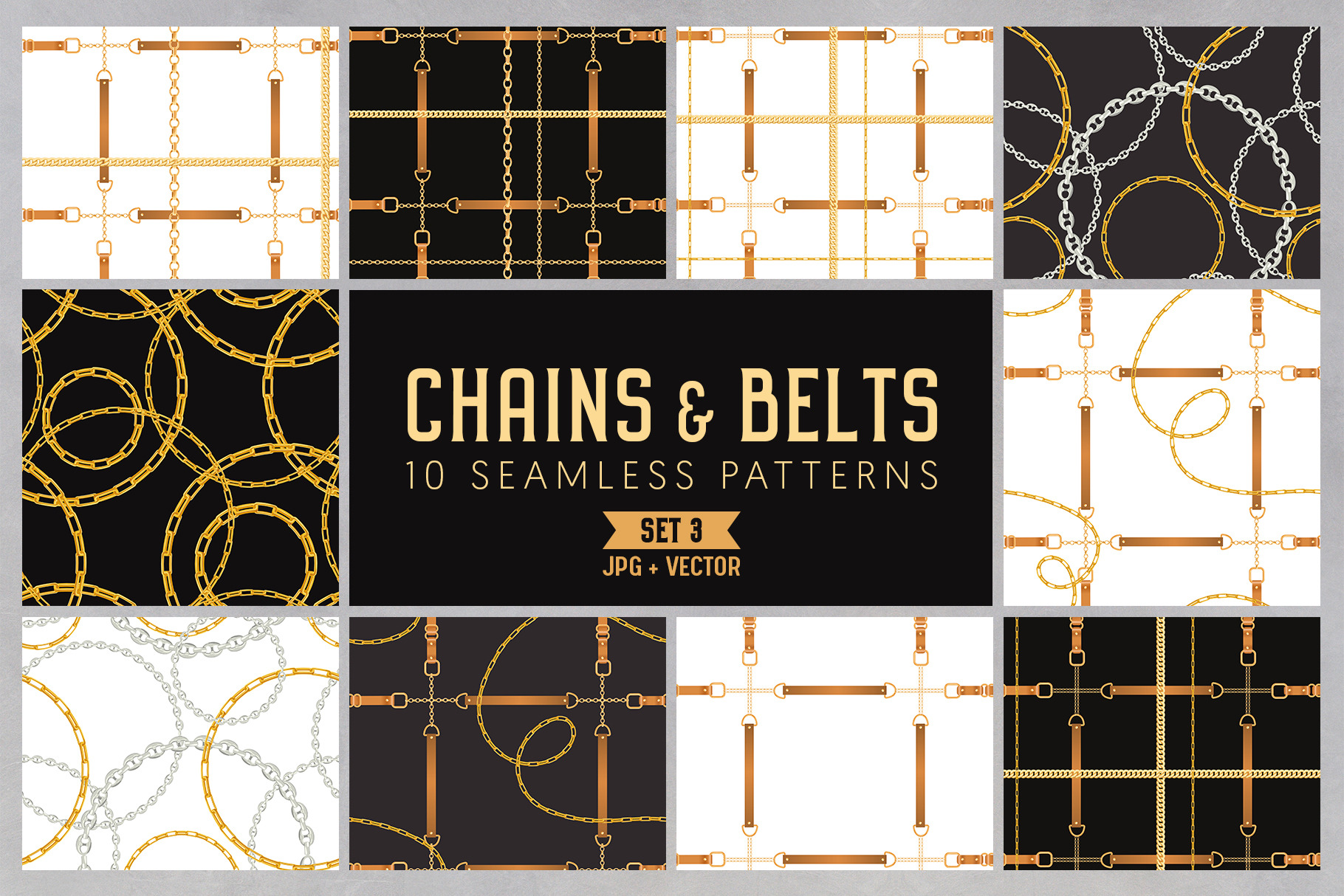 Chains & Belts Seamless Patterns, a Pattern Graphic by Anna Studio ...