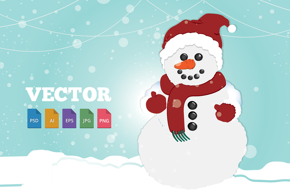 Cute Christmas Snowman Illustration, a Decorative Illustration by ...
