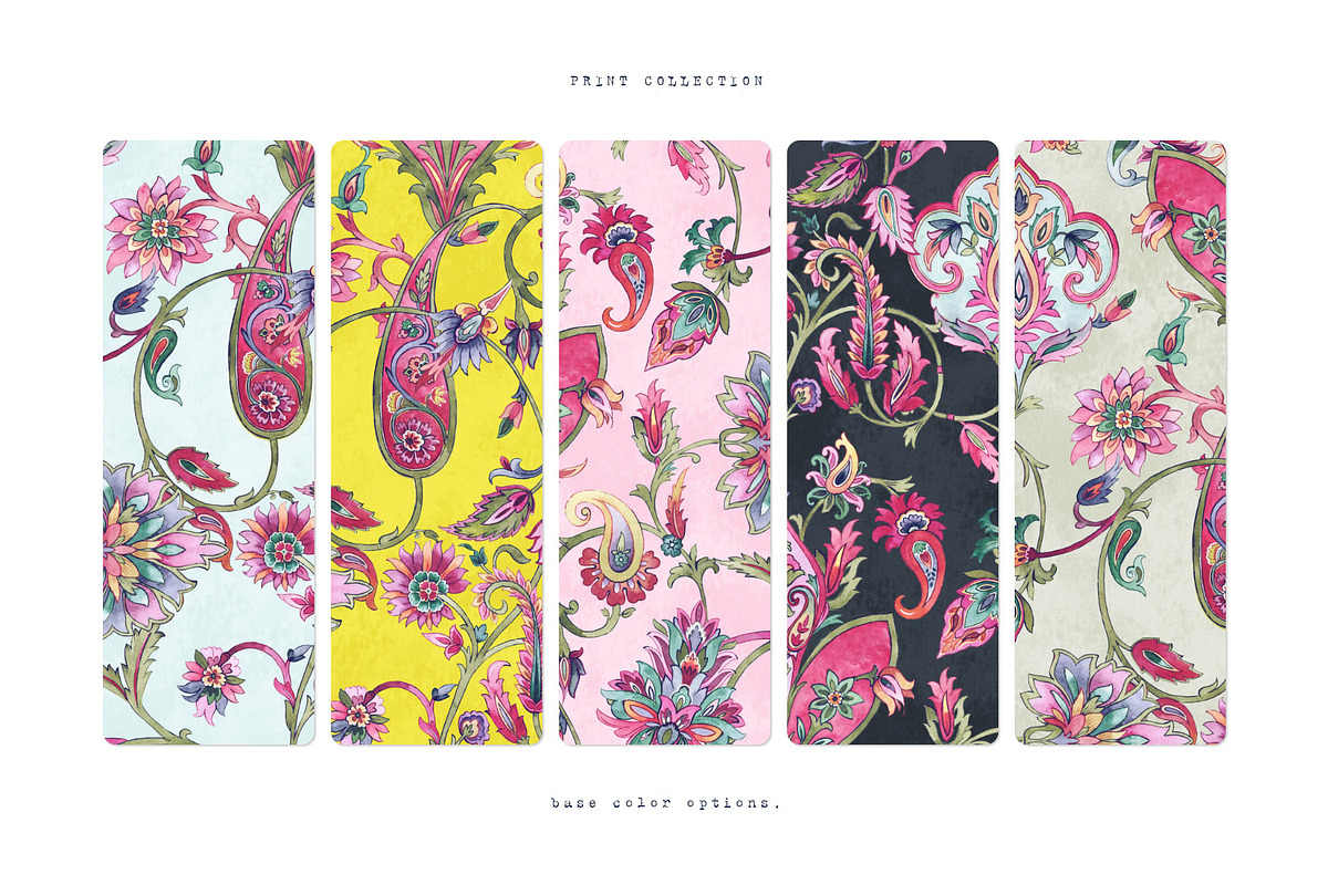 Paisley Jewels, hand painted prints, a Pattern Graphic by Pink Linen