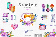 Sewing watercolor clip art, an Illustration by CpandoShop
