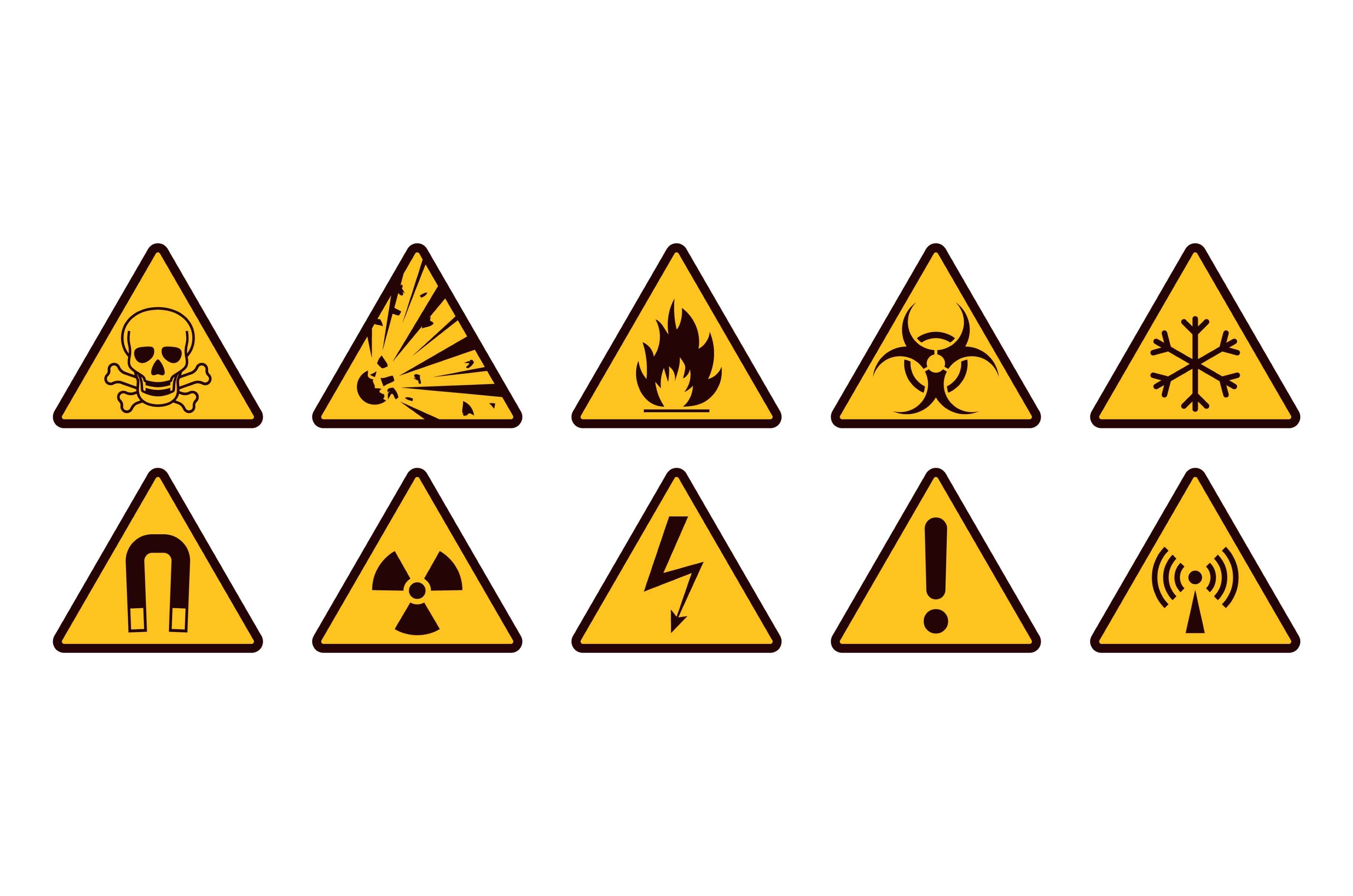 Warning signs. Realistic caution | Graphic Objects ~ Creative Market