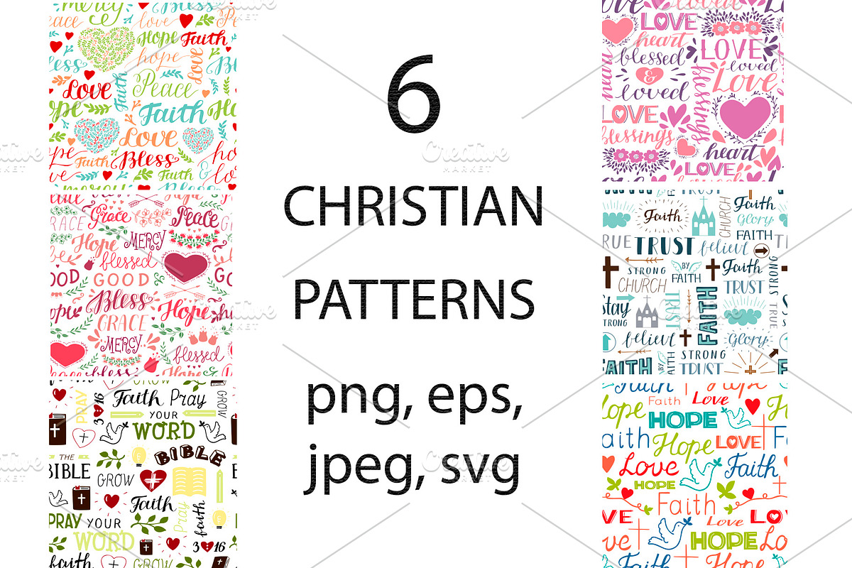 6 CHRISTIAN PATTERNS, a Pattern Graphic by Ola-la-la
